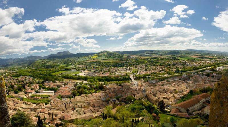 View of the Small Town of Crest in the Drome, France Stock Image ...
