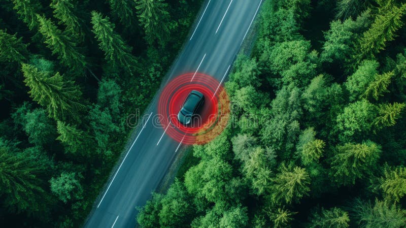 View of a Smart Car Autonomously Driving in a Forest. Ai Generative ...