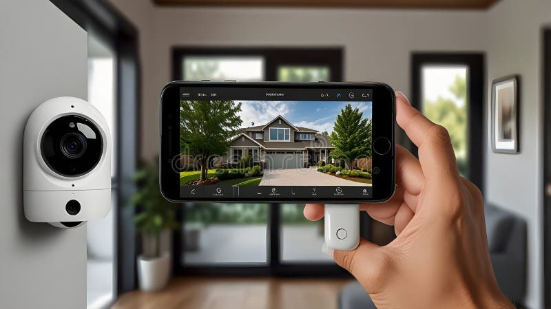 Smart Home Security System with AI-driven Camera Surveillance Stock Illustration - Illustration ...