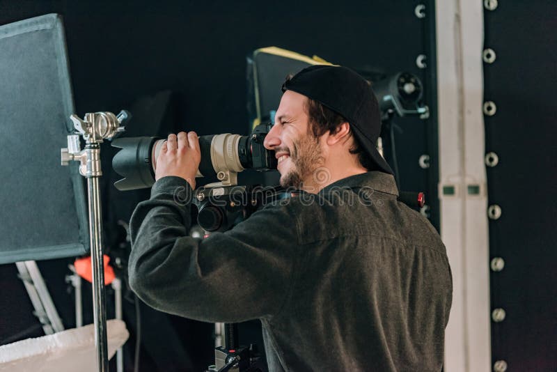 Cameraman Working with a Cinema Camera Stock Image - Image of ...