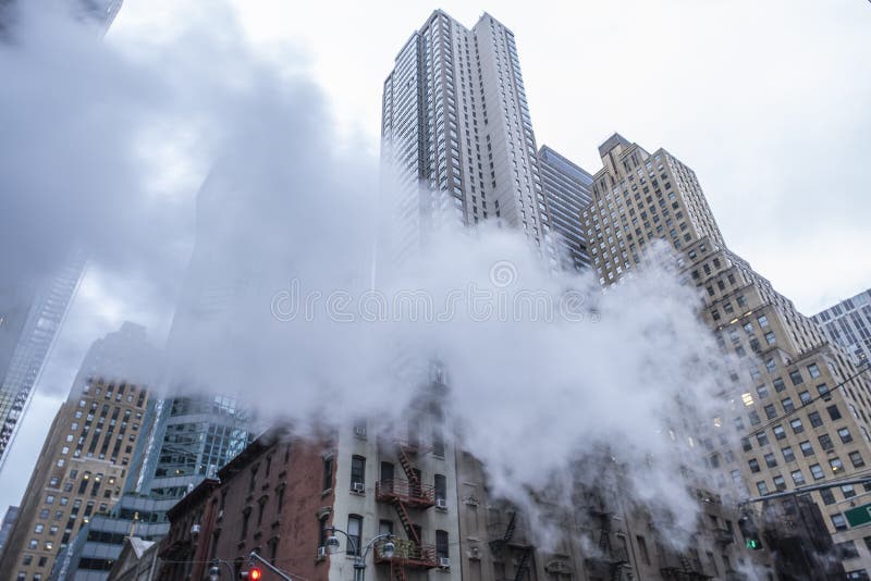 Smoke in the city stock photo. Image of urban, moisture - 196372122