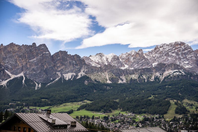 View of Snowy Alpine Mountain Landscape Stock Image - Image of snowy ...
