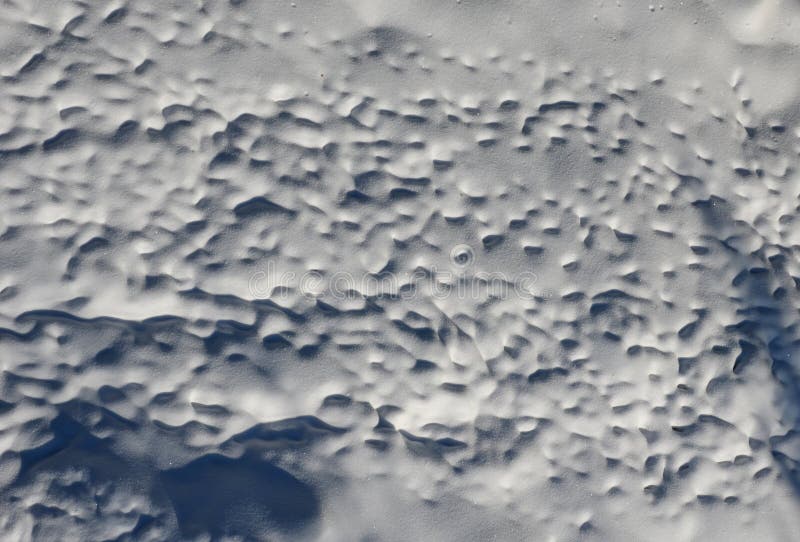 View of a Snowy Meadow with Long Snowy Human Footprints. Drone View ...