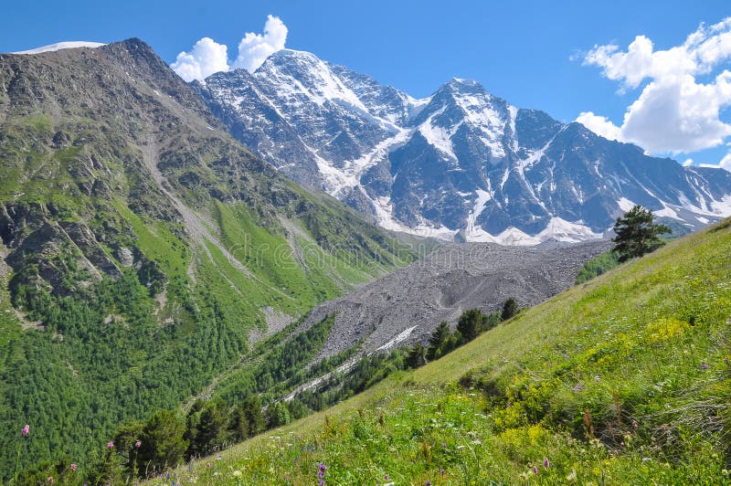 View of the Snowy Mountain from the Opposite Slope Stock Photo - Image ...