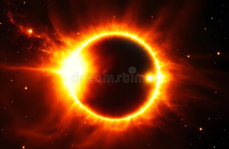 View of Solar Eclipse from Space. Generative AI Stock Illustration ...