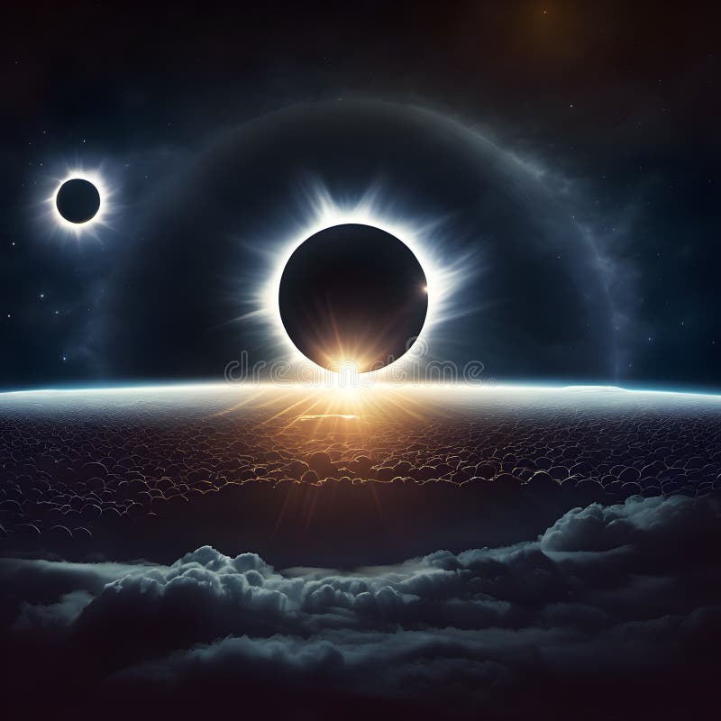 A view of a solar Eclipse stock illustration. Illustration of space ...