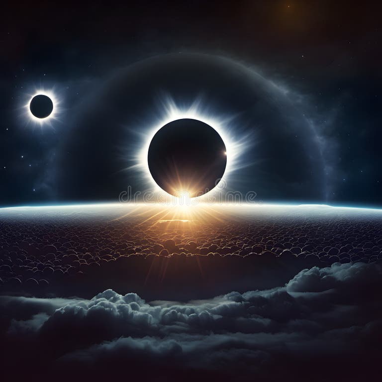 A view of a solar Eclipse stock illustration. Illustration of space ...