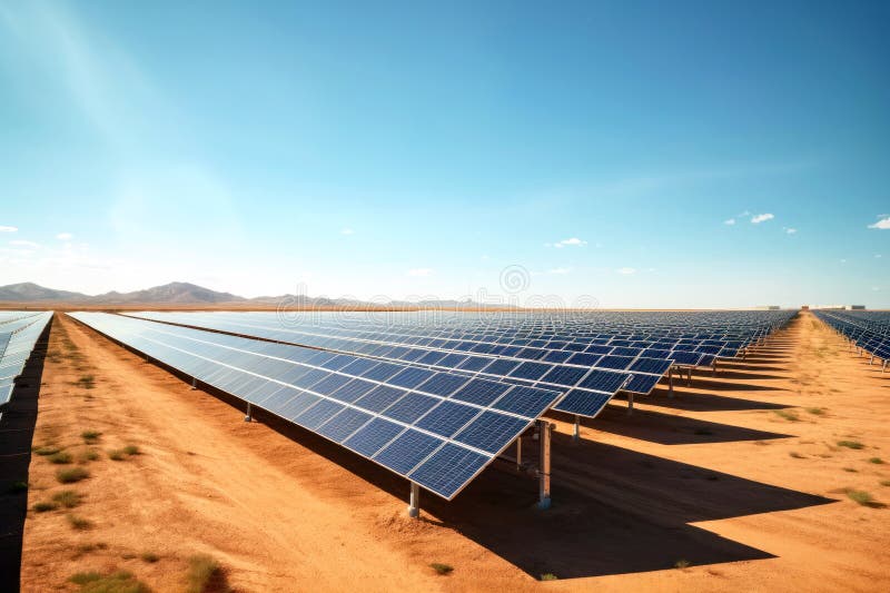 Large Scale of Solar Panels Shot by a Drone. Generative Ai Stock ...