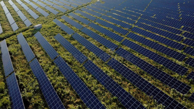 View of a Solar Power Plant, Rows of Solar Panels, Solar Panels, Top ...