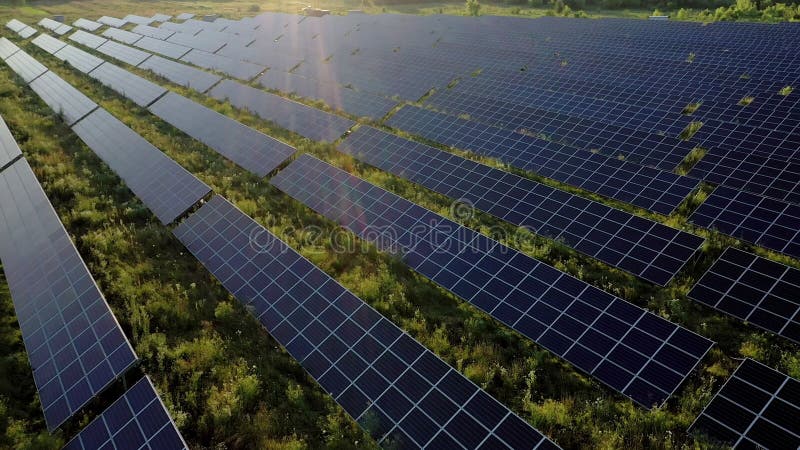 View of a Solar Power Plant, Rows of Solar Panels, Solar Panels, Top ...