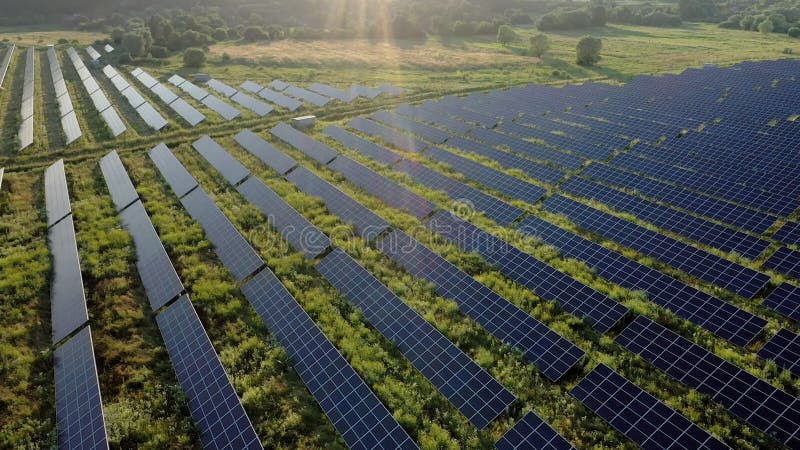 View of a Solar Power Plant, Rows of Solar Panels, Solar Panels, Top ...