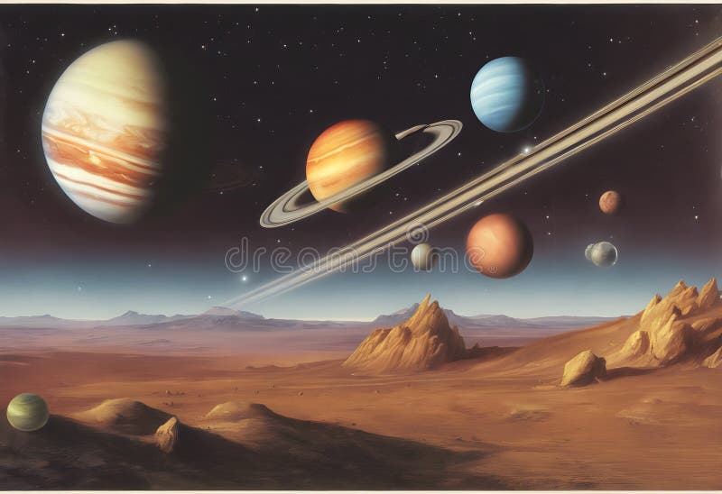 A view of the Solar System stock illustration. Illustration of solar ...