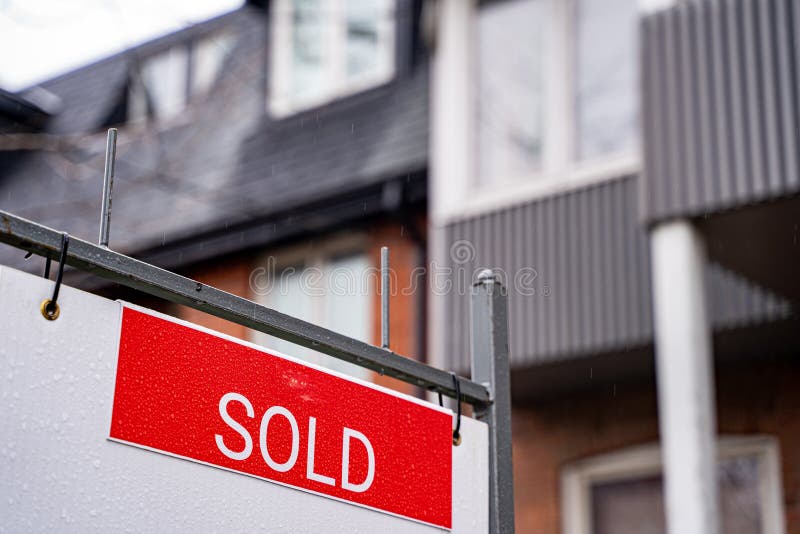 View of the Sold Sign in Front of the House Stock Image - Image of real ...