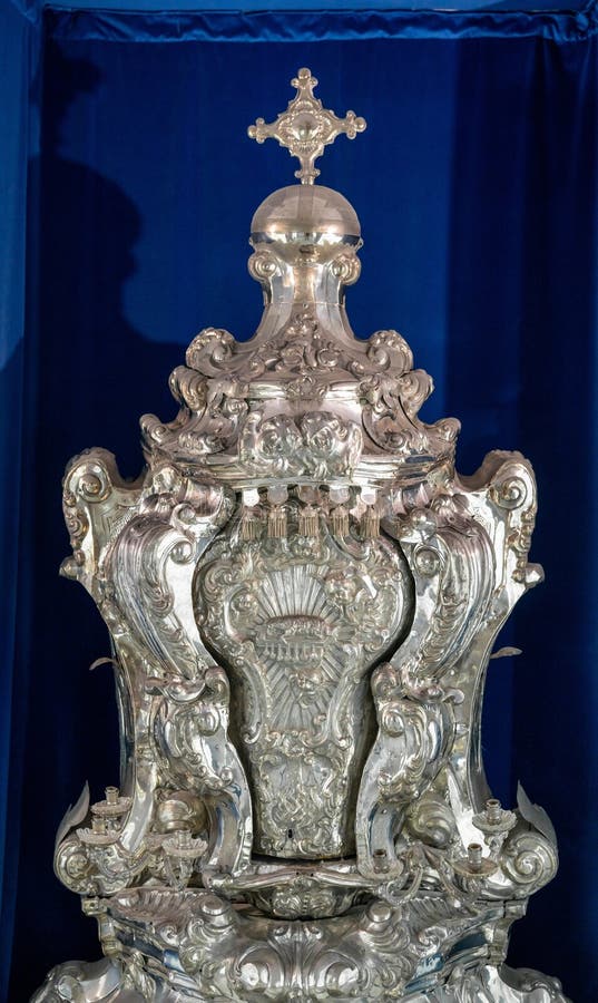 View of the Solid Silver Monstrance Throne in Mdina Cathedral Museum of ...