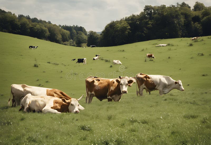 A View of Some Cows in a Field Stock Illustration - Illustration of ...
