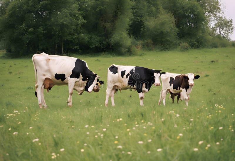 A View of Some Cows in a Field Stock Illustration - Illustration of ...