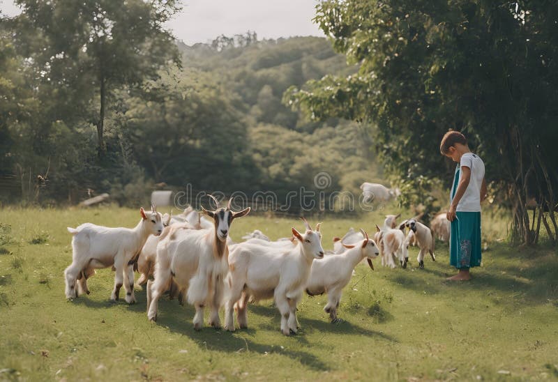 A View of Some Goats in a Field Stock Illustration - Illustration of ...