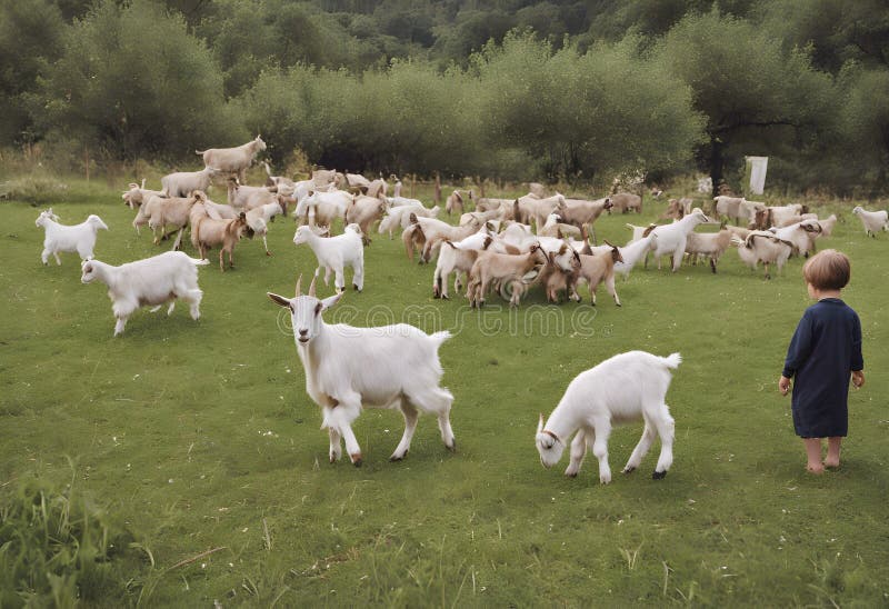 A View of Some Goats in a Field Stock Illustration - Illustration of ...