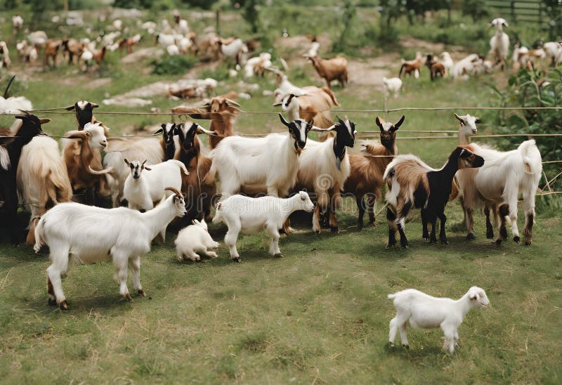 A View of Some Goats in a Field Stock Illustration - Illustration of ...