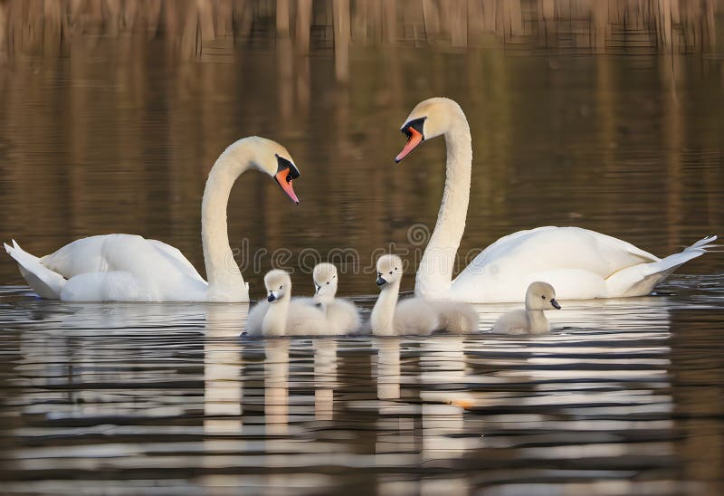 A View of Some Swans in the Park Stock Illustration - Illustration of ...