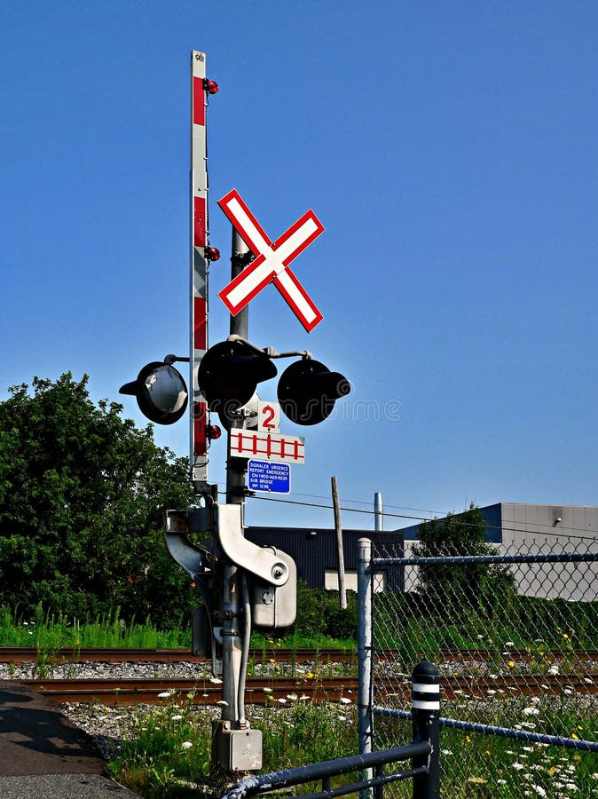 Crossing Train Light with Gate in the City Stock Image - Image of train ...