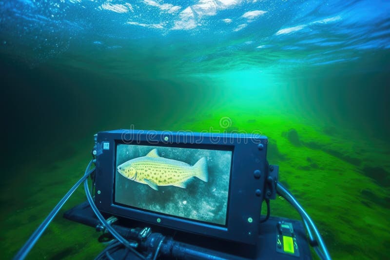 View of a Sonar Screen Showing Fish Under Boat Stock Photo - Image of ...