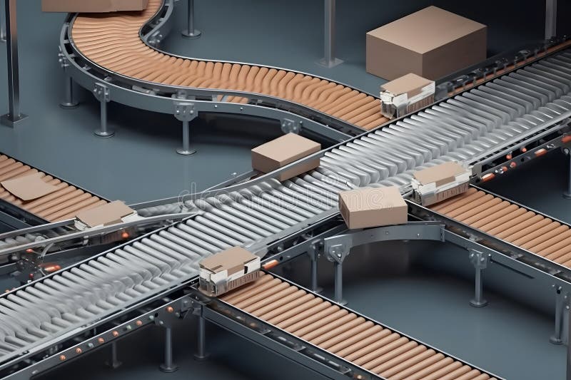 View of the Sorting Belt and Parcels. Generative AI. Stock Illustration ...