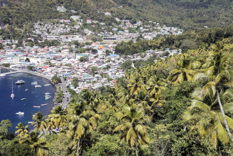 View of Soufriere stock image. Image of city, yacht, downtown - 56521713