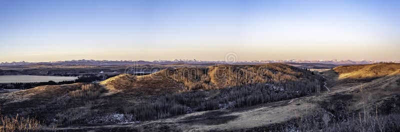 View of the Southern Alberta Foothills and Mountains Stock Image ...