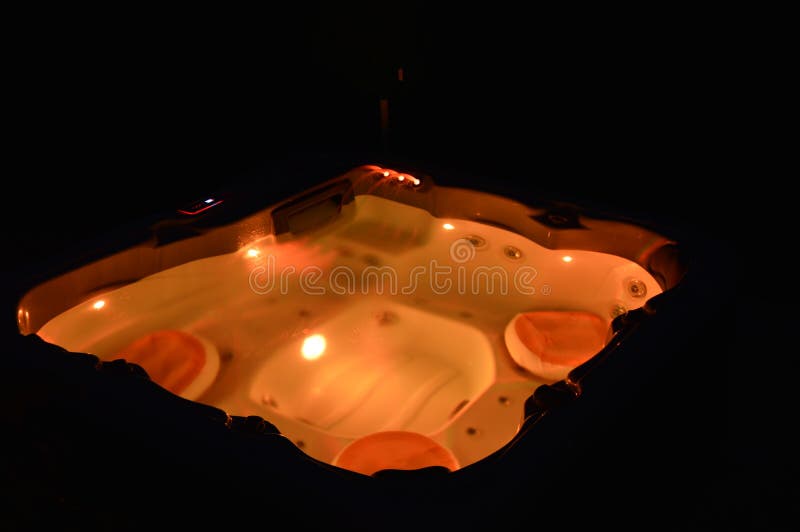 View on a Spa at Night, Hot Tub Stock Image - Image of life, lambent ...