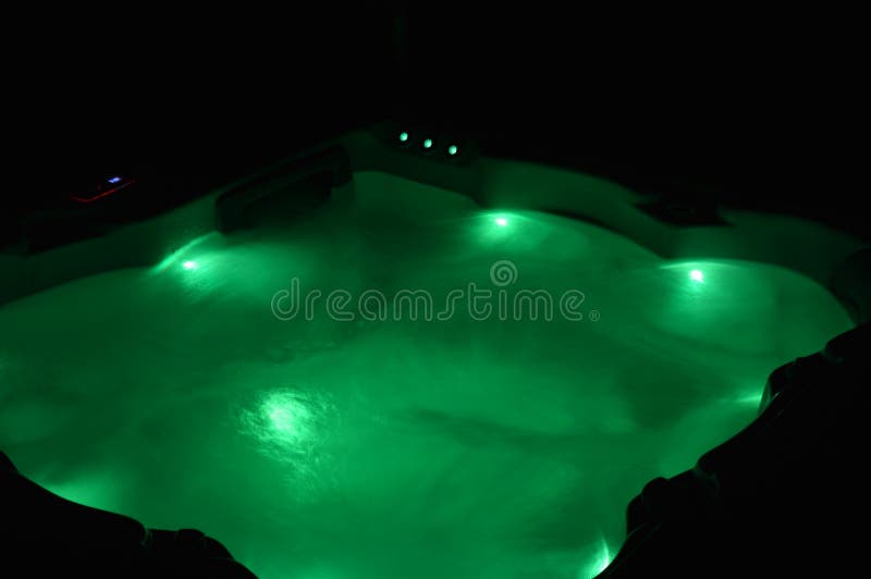 View on a Spa at Night, Hot Tub Stock Image - Image of fair, health ...