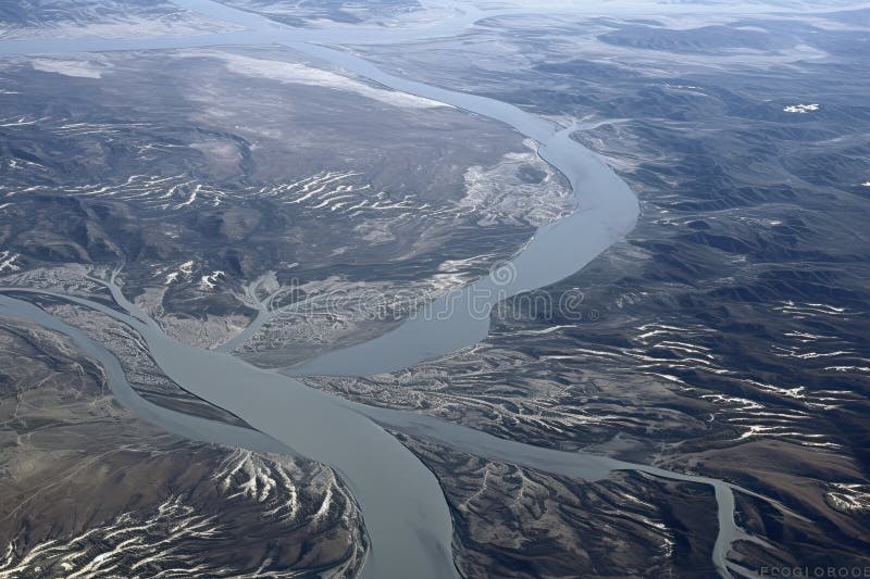 View from Space on the Delta of Yukon River Stock Image - Image of ...