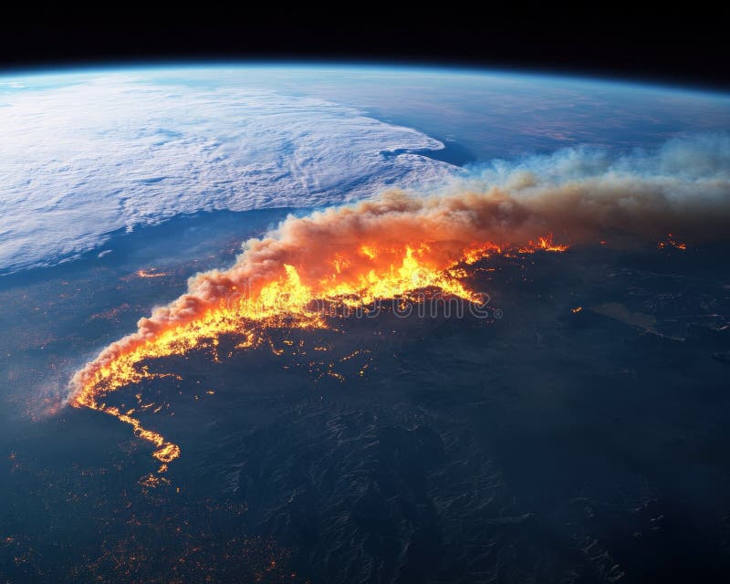 View from Space: Earth with Tropical Cyclone in Atlantic Ocean Stock ...