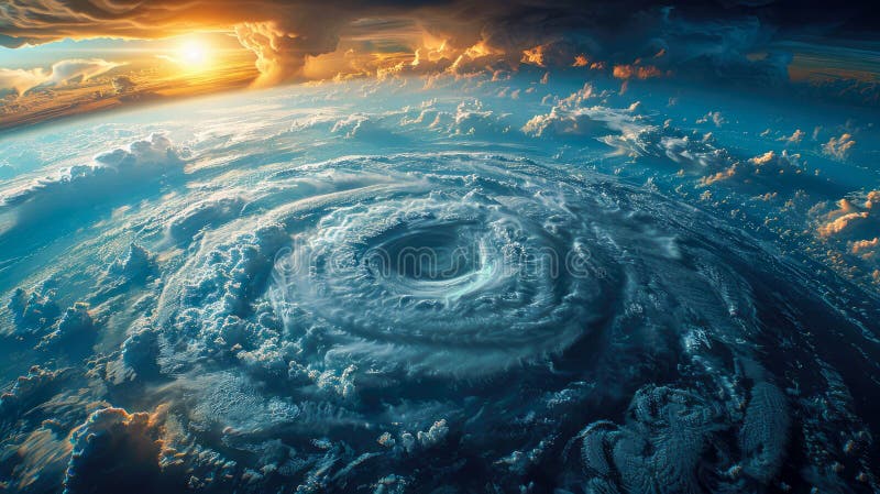 View from Space of a Funnel Tornado Swirl Hurricane Cyclone Natural ...