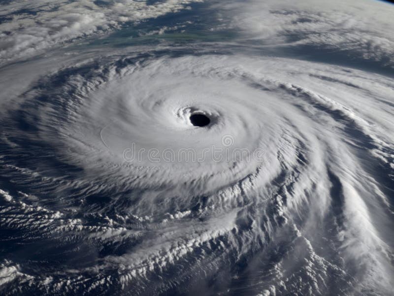 View from Space of a Massive Hurricane Vortex Developing Over the Ocean ...