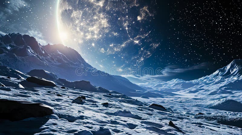 A View of Space from the Moon. Space Landscapes Stock Illustration ...