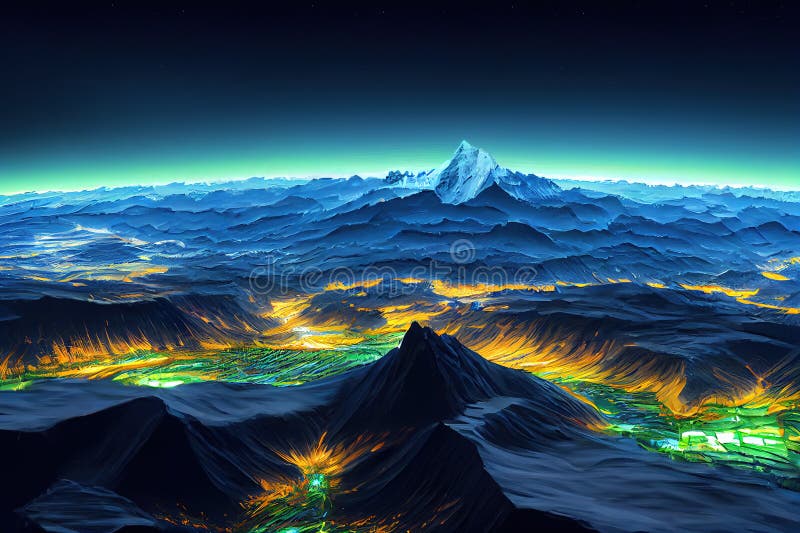 View from Space on the Mountain Range. Generative AI Stock Image ...