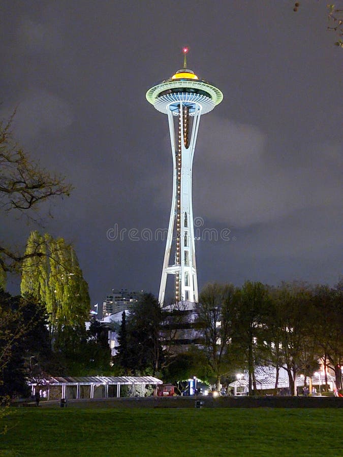 View of the Space Needle in Seattle, Washington, Surrounded by Trees ...