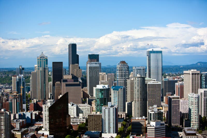 View from Space Needle, Southeast To Financial District of Seattle ...
