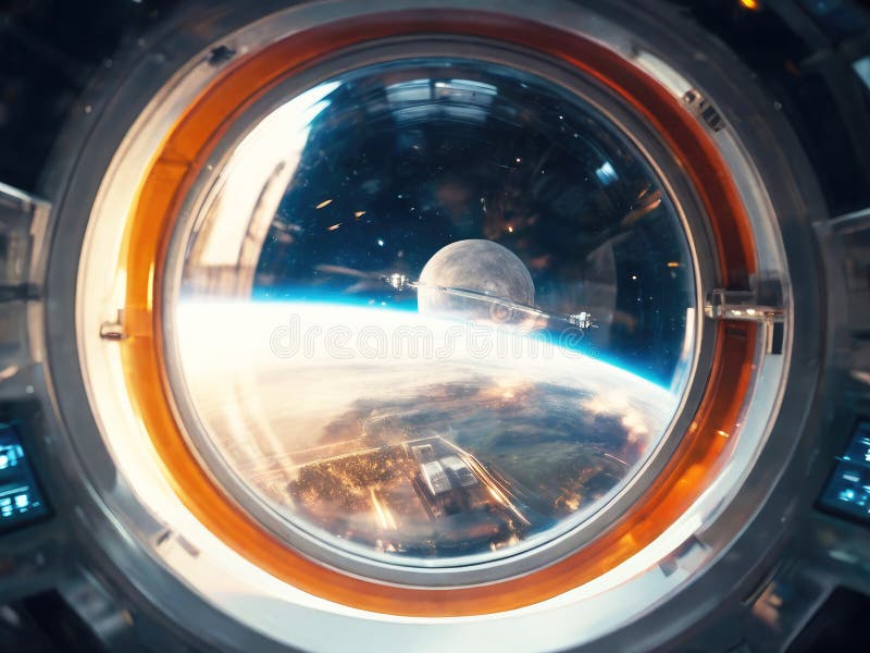 View through the Spaceship Window Stock Image - Image of window, star ...