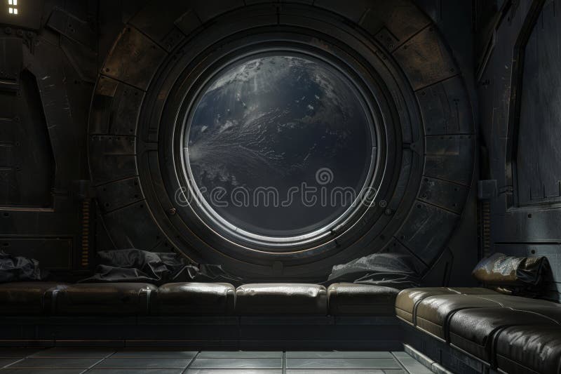 View from Spaceship Window Overlooking Planet Earth Stock Illustration ...