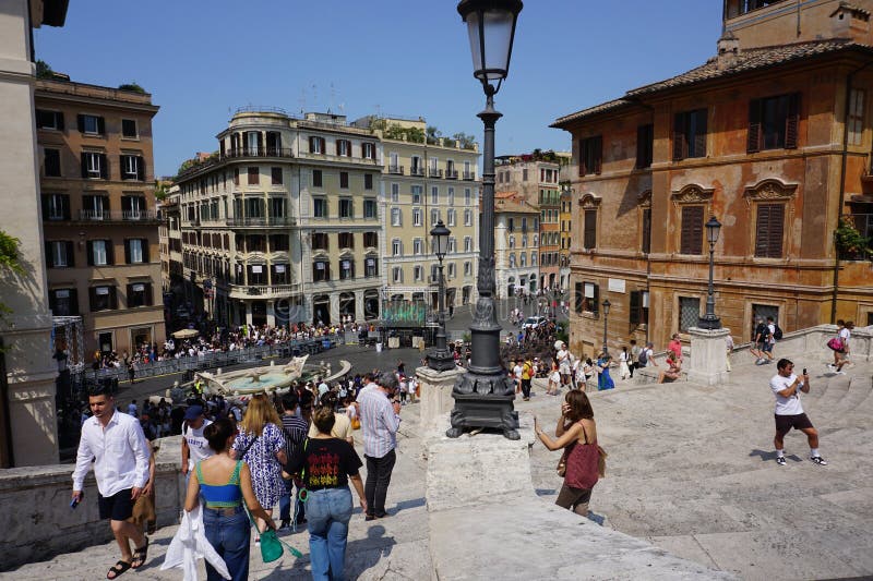 View of the Spanish Quarter from the Spanish Steps in Rome Editorial ...