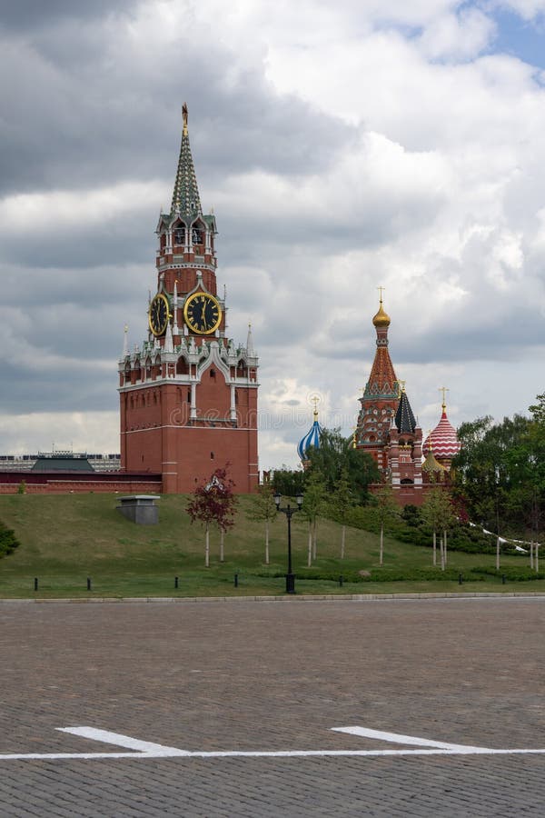 View of the Spasskaya Tower of the Moscow Kremlin from Stock Image ...