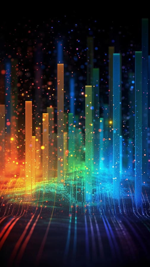 View Spectrum of Data Lively Bars on an Abstract Dark Background Stock ...