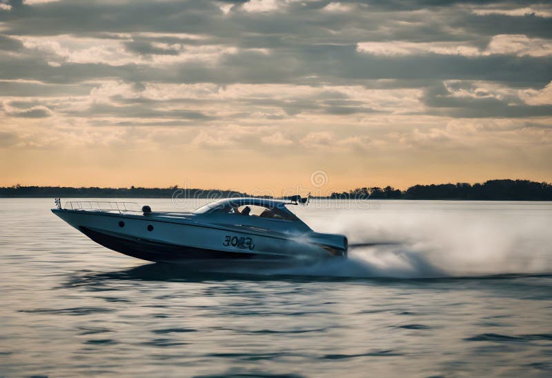 A View of a Speedboat in the Sea Stock Illustration - Illustration of ...