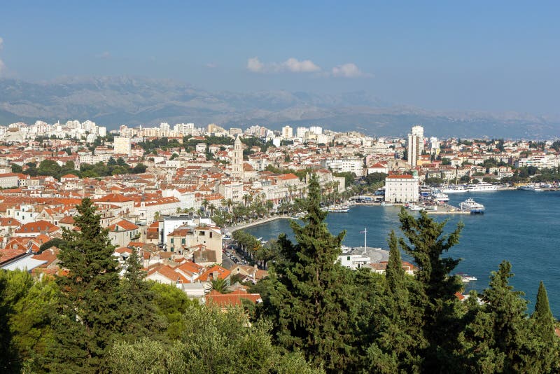 View of Split S Old Town and Beyond from Above Stock Photo - Image of ...
