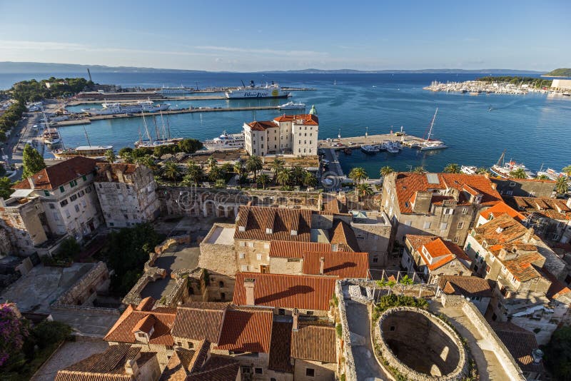 View of Split S Old Town and Harbor from Above Editorial Photography ...