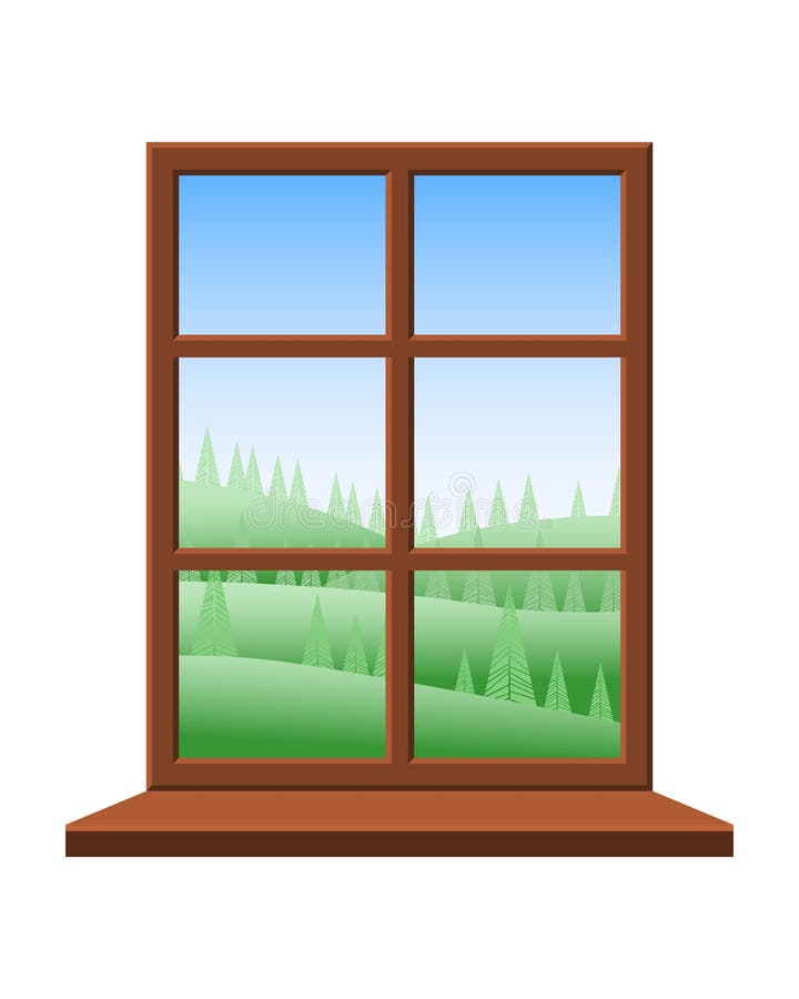 Spring Window. View of the Green Spring Landscape from the Window with ...