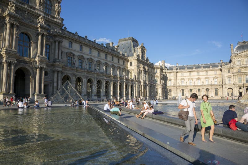 View of the Square in Front of the Louvre Pyramid in Paris. Editorial ...