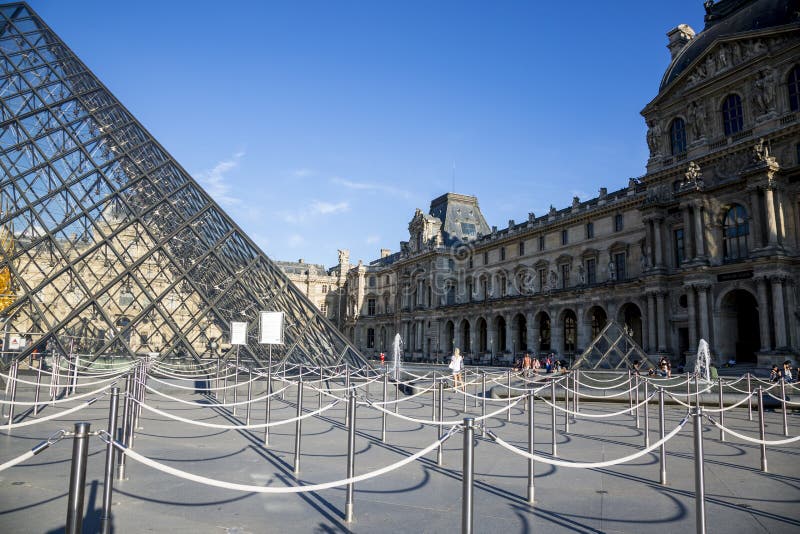View of the Square in Front of the Louvre Pyramid in Paris. Editorial ...